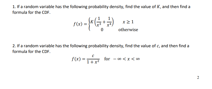 Solved 1. If a random variable has the following probability | Chegg.com