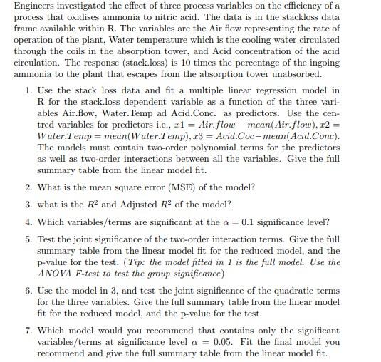 The data set is contained in R. its already in R by | Chegg.com