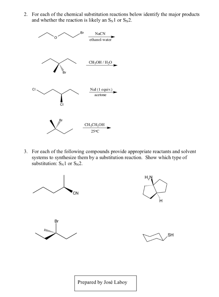 Solved Practice Problems on Spl, SN2, El & E2 1. Describe | Chegg.com