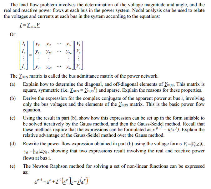 Solved The load flow problem involves the determination of | Chegg.com