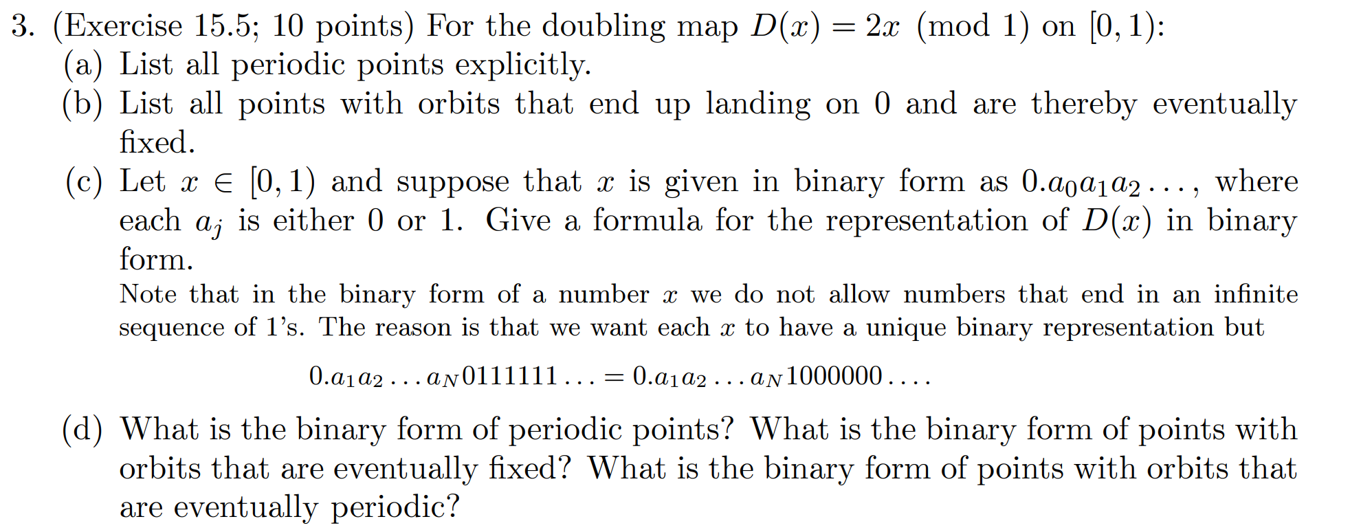 3. (Exercise 15.5; 10 points) For the doubling map | Chegg.com