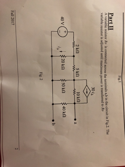 Solved Fig.1 Part II A variable resistor Ro is connected | Chegg.com