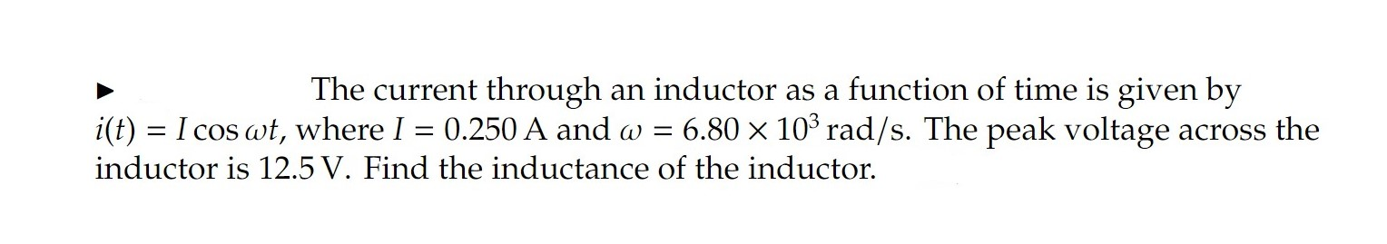 Solved The current through an inductor as a function of time | Chegg.com