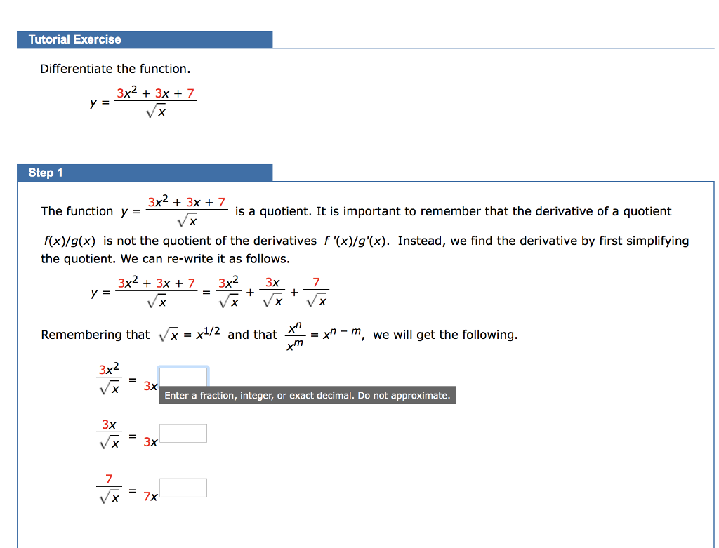 Solved Tutorial Exercise Differentiate the function 3x2 + 3x | Chegg.com