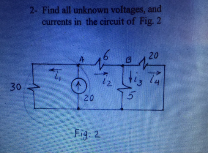Solved 2- Find all unknown voltages, and currents in the | Chegg.com