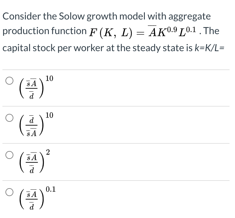 Solved Consider the Solow growth model with aggregate | Chegg.com