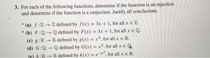 Solved 3. For each of the following functions, determine if | Chegg.com