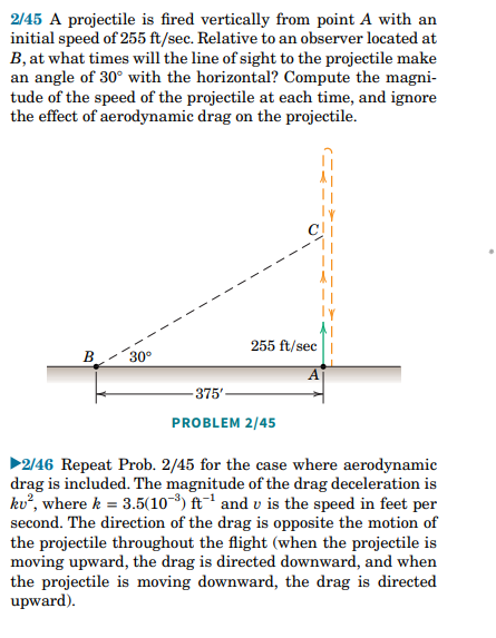 2/45 ﻿A projectile is fired vertically from point \( | Chegg.com
