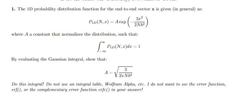 Solved Do the following integral, thermodynamics The 1D | Chegg.com