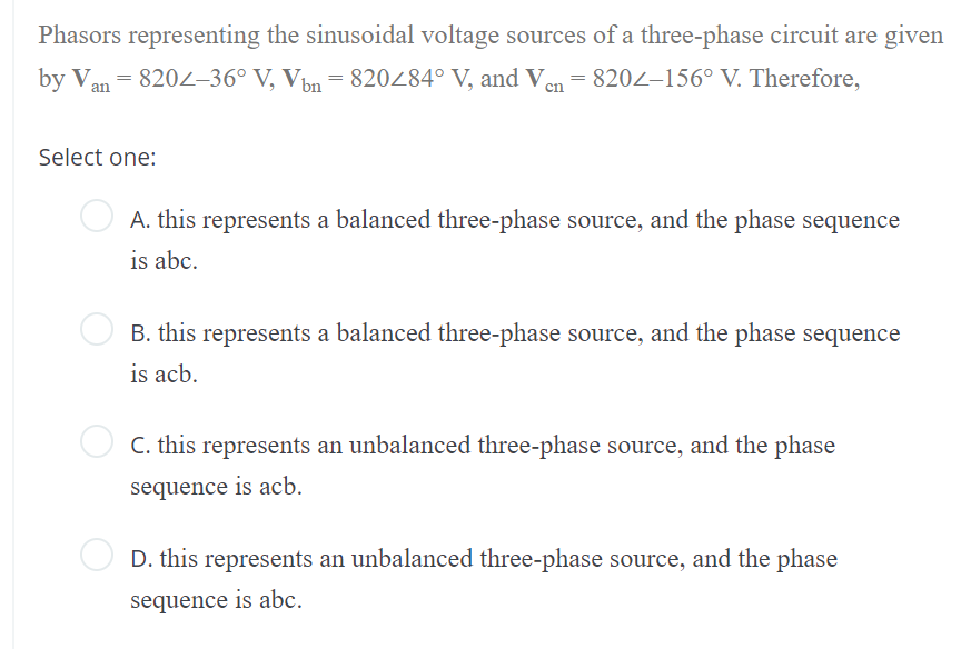 Solved Phasors representing the sinusoidal voltage sources | Chegg.com