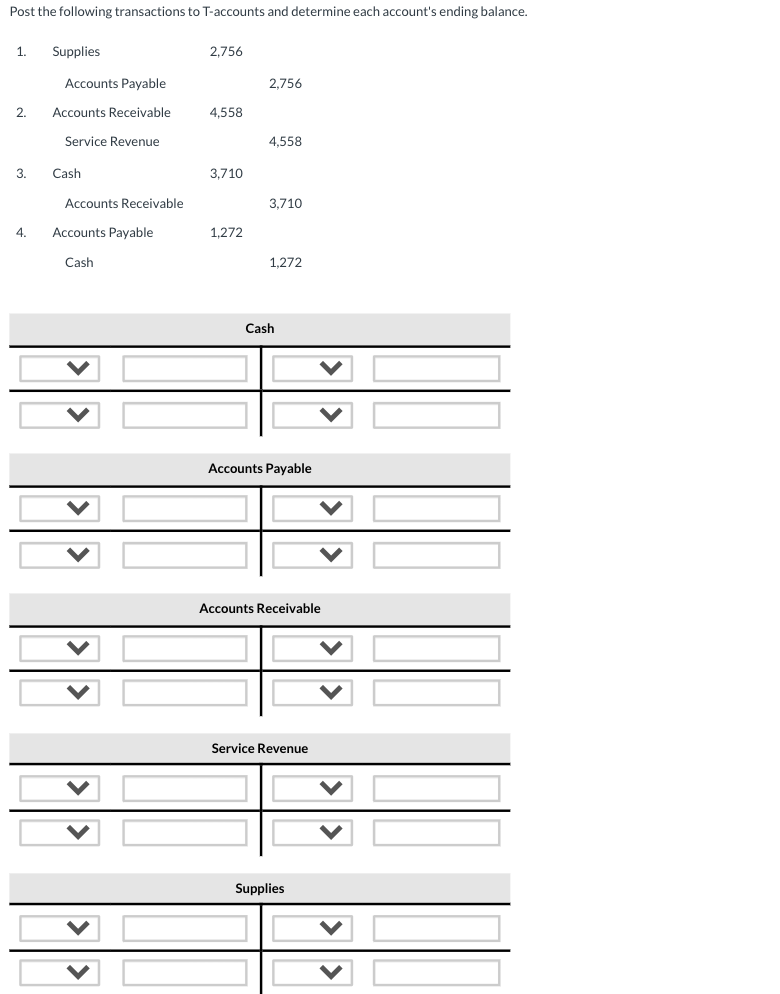 Solved Post the following transactions to T-accounts and | Chegg.com