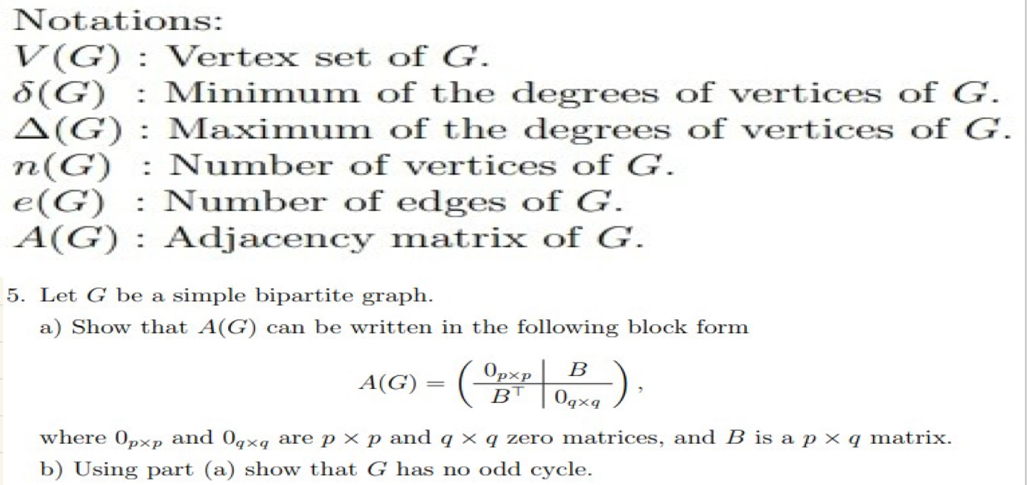 Solved Let G ﻿be a simple bipartite graph.a) ﻿Show that A(G) | Chegg.com