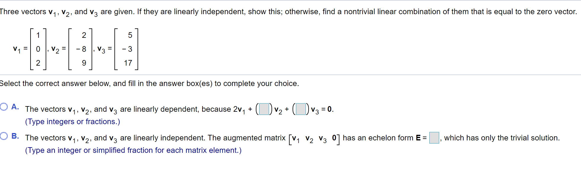 Solved Three vectors V1, V2, and V3 are given. If they are | Chegg.com