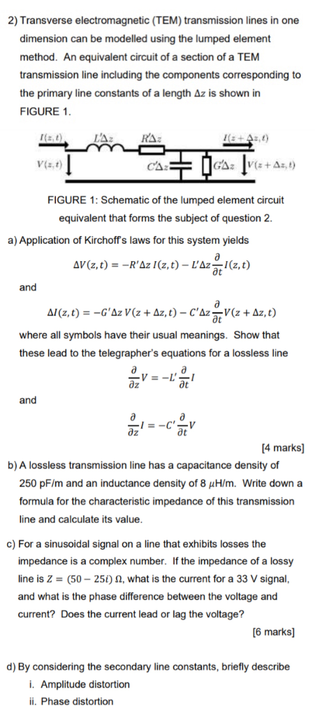 Solved 2) Transverse electromagnetic (TEM) transmission | Chegg.com