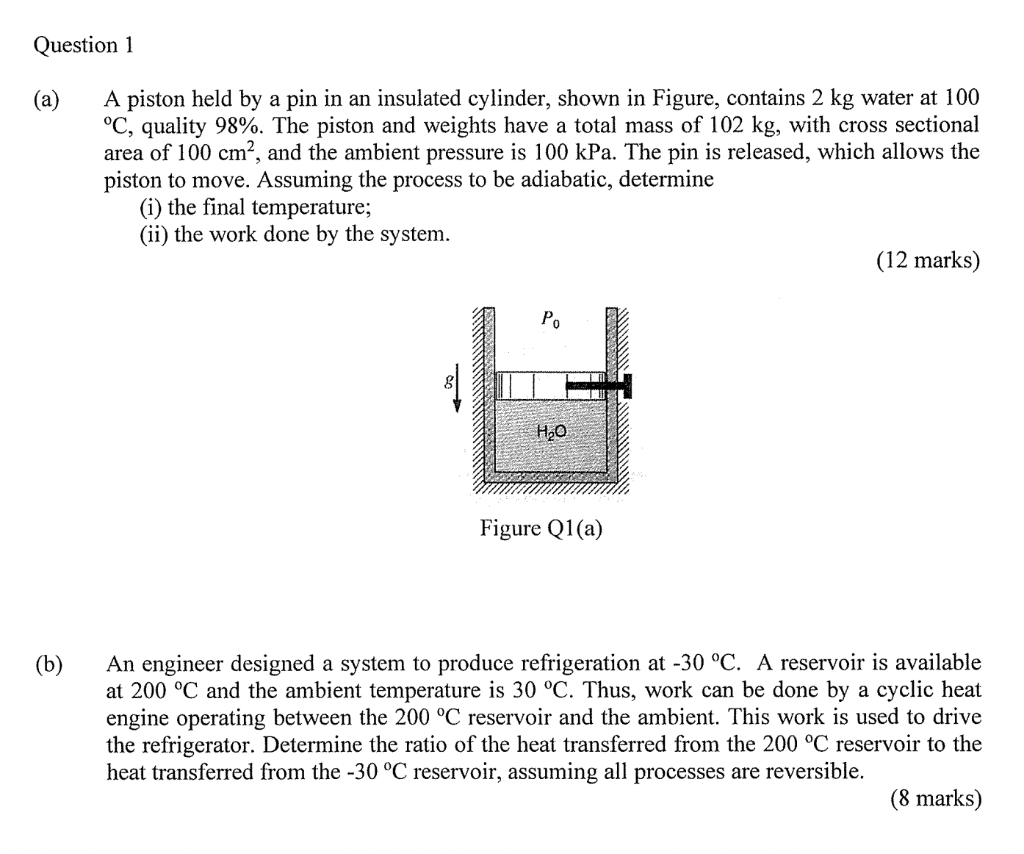 Solved A piston held by a pin in an insulated cylinder, | Chegg.com