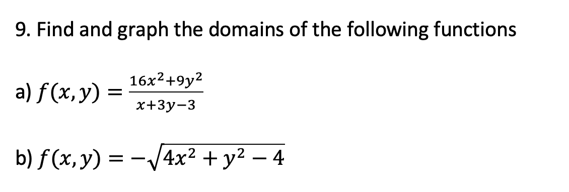 Solved 9. Find and graph the domains of the following | Chegg.com