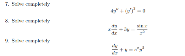 Solved 7. Solve completely 4y" +(41) 3 = 0 8. Solve | Chegg.com