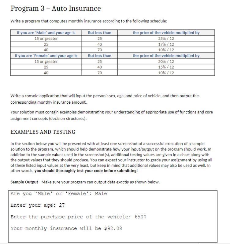 Solved Write A Program That Computes Monthly Insurance 1832