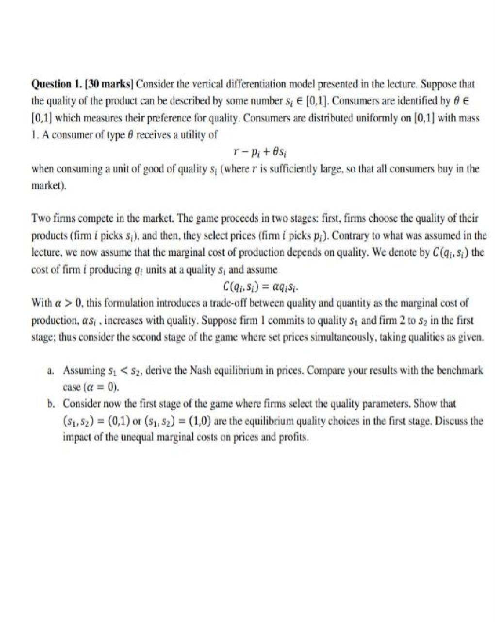 Question 1. [30 marks] Consider the vertical | Chegg.com