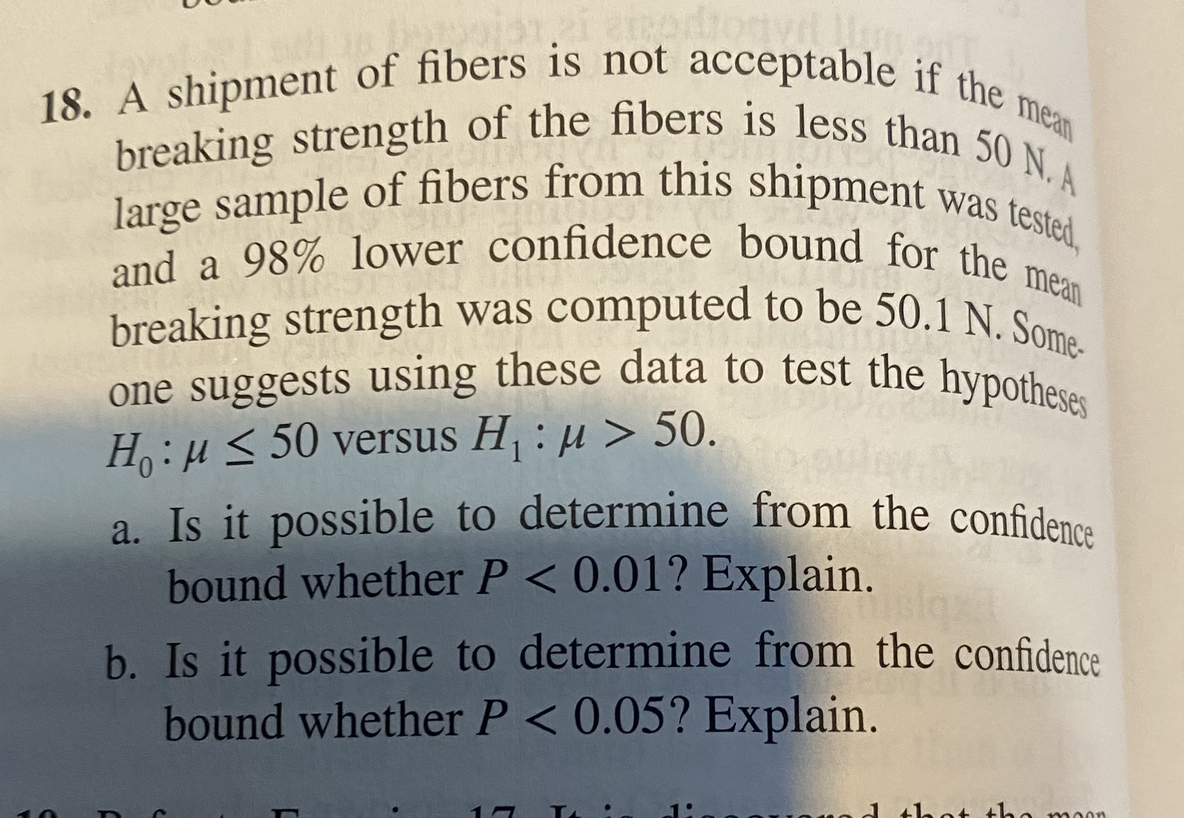 Solved 18. A shipment of fibers is not acceptable if the | Chegg.com