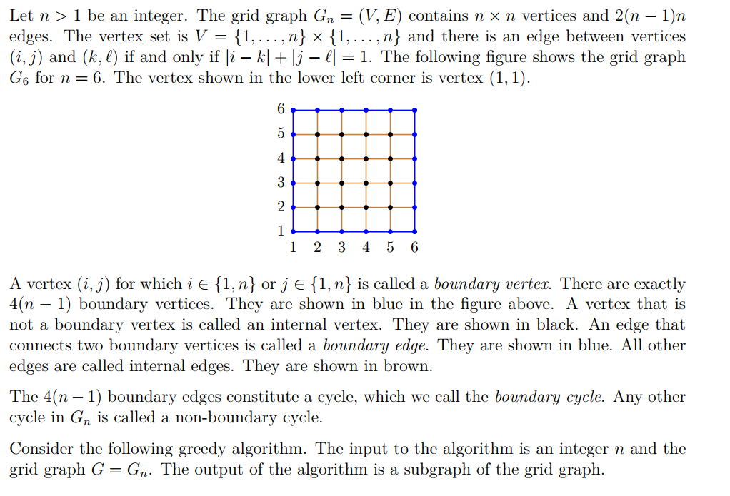 Solved Let n>1 be an integer. The grid graph Gn=(V,E) | Chegg.com