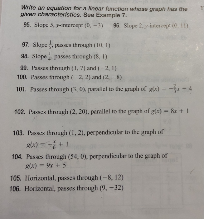 Solved Write an equation for a linear function whose graph | Chegg.com