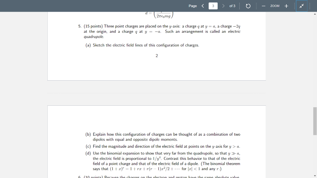 Solved 5. (15 points) Three point charges are placed on the | Chegg.com