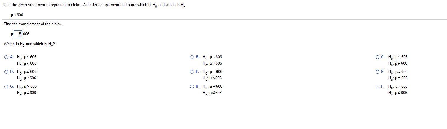Solved Use the given statement to represent a claim. Write | Chegg.com