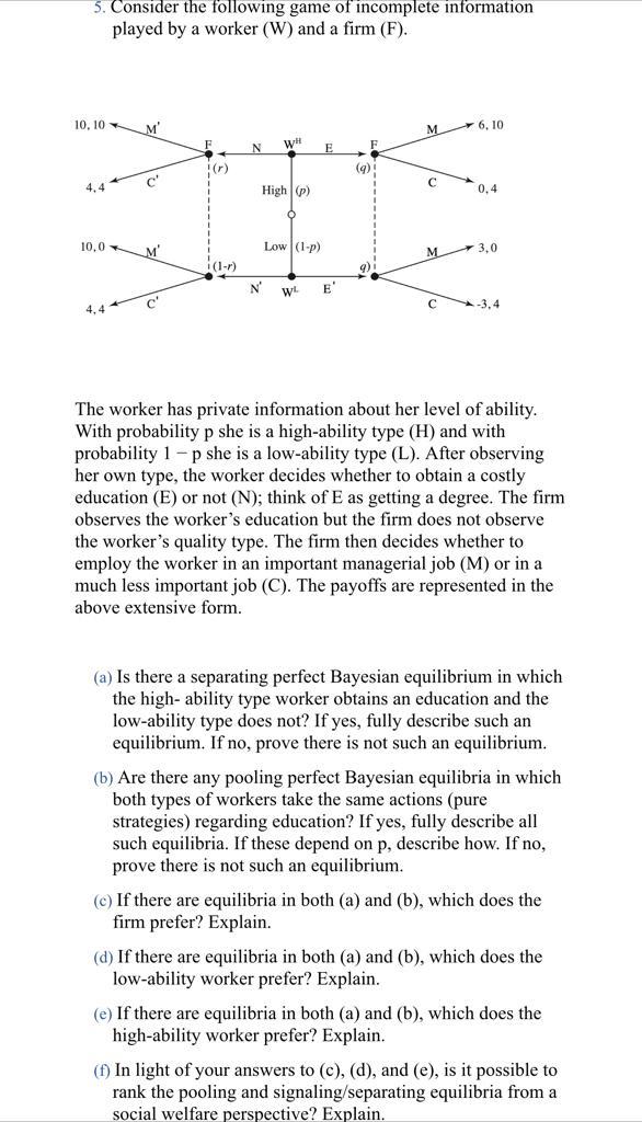 [Solved]: 5. Consider the following game of incomplete info