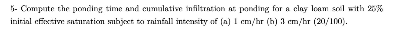Solved 5- Compute the ponding time and cumulative | Chegg.com