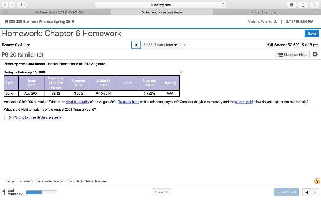 Solved mathxl.com MyFinancelab-201910-FI-302-320 Do Homework | Chegg.com
