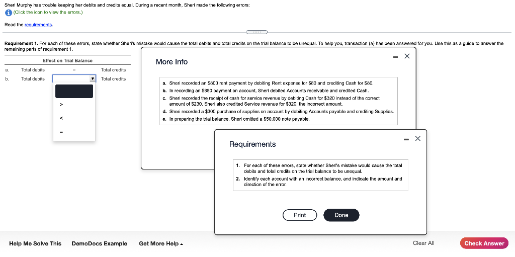 Solved Sheri Murphy has trouble keeping her debits and | Chegg.com