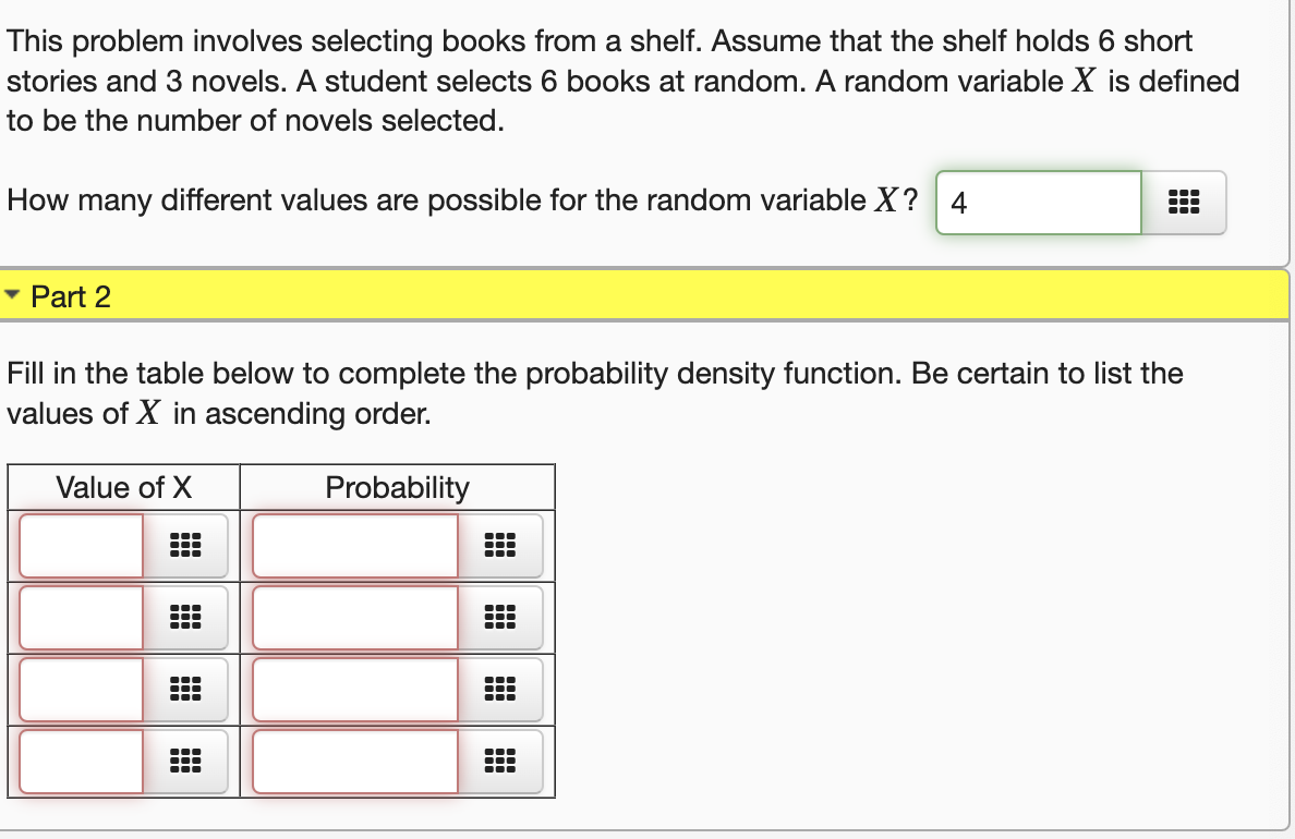 Solved This problem involves selecting books from a shelf. | Chegg.com