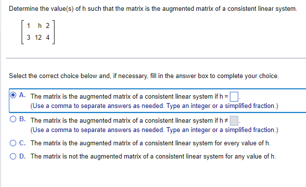 Solved Determine the value(s) of h such that the matrix is | Chegg.com
