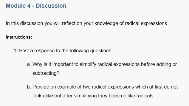 Solved Module 4 - Discussion In this discussion you will | Chegg.com