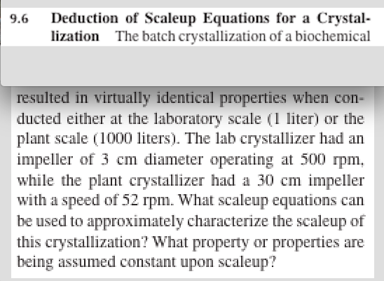 Solved Deduction of Scaleup Equations for a Crystal- | Chegg.com