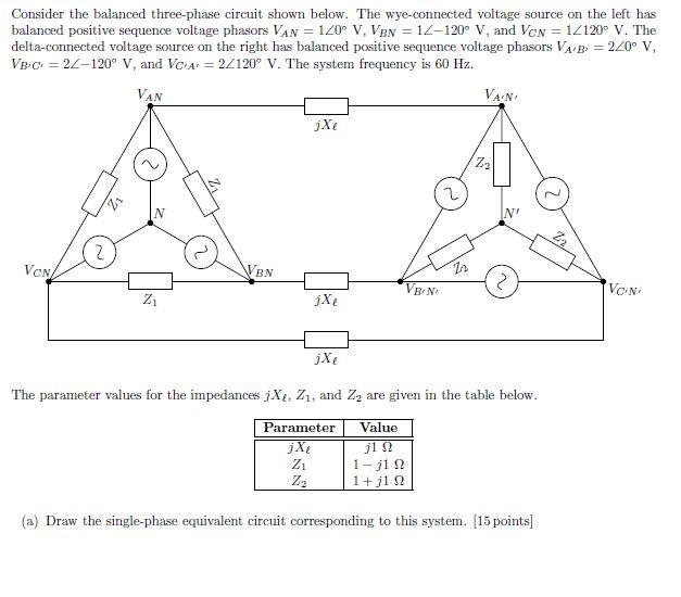 Solved Consider the balanced three-phase circuit shown | Chegg.com