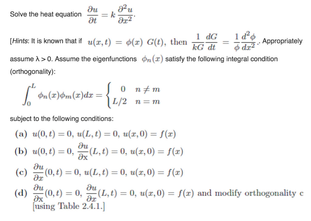 Solved 2 Solve the heat equation 2 2 [Hints: It is known | Chegg.com