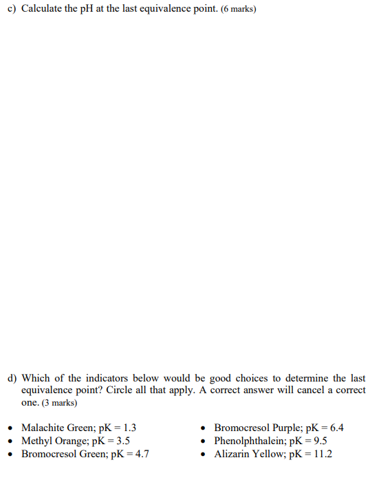 Solved Question \#8 (20 marks): A 20.00-mL sample of 0.1250M | Chegg.com