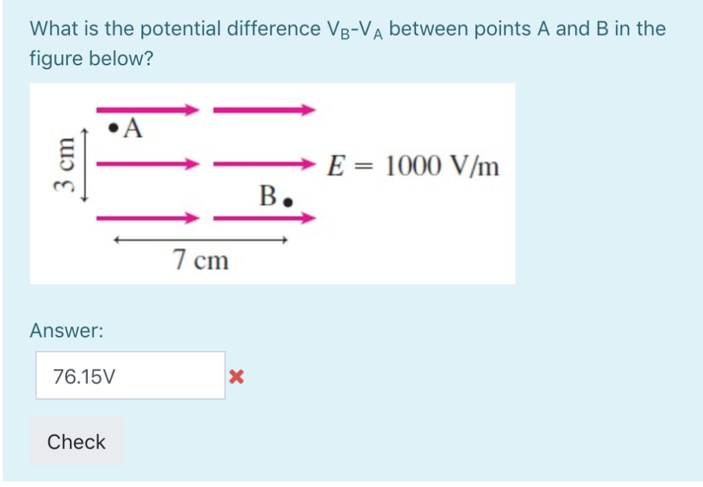Solved What is the potential difference VB-VA between points | Chegg.com