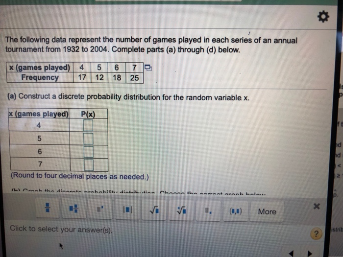 Solved The following data represent the number of games | Chegg.com