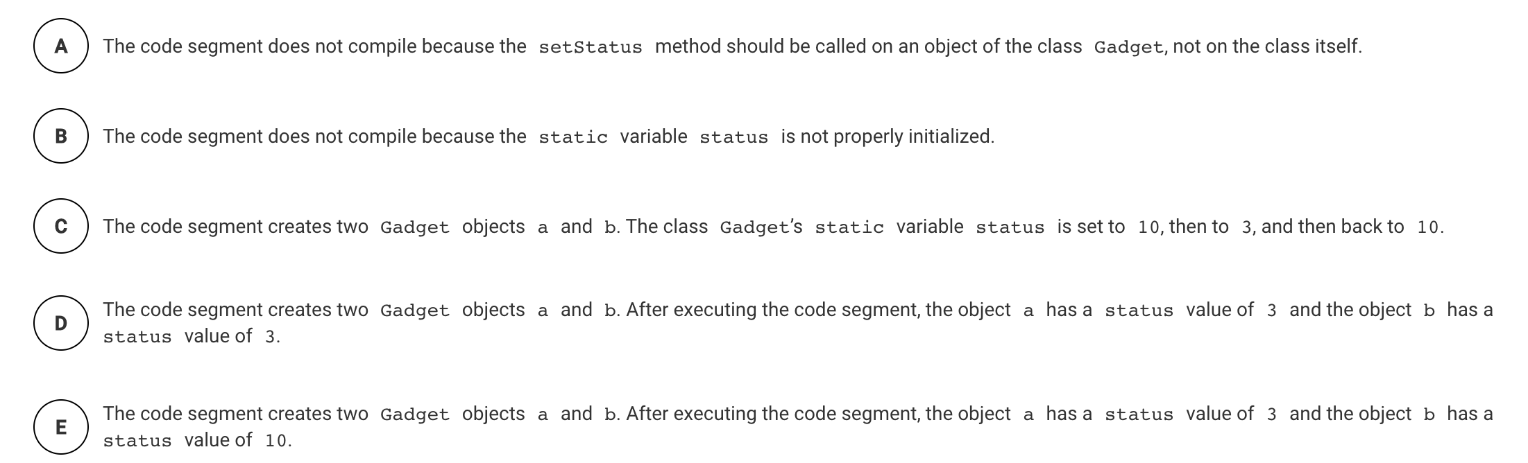 Solved Consider the following class definition. public class | Chegg.com