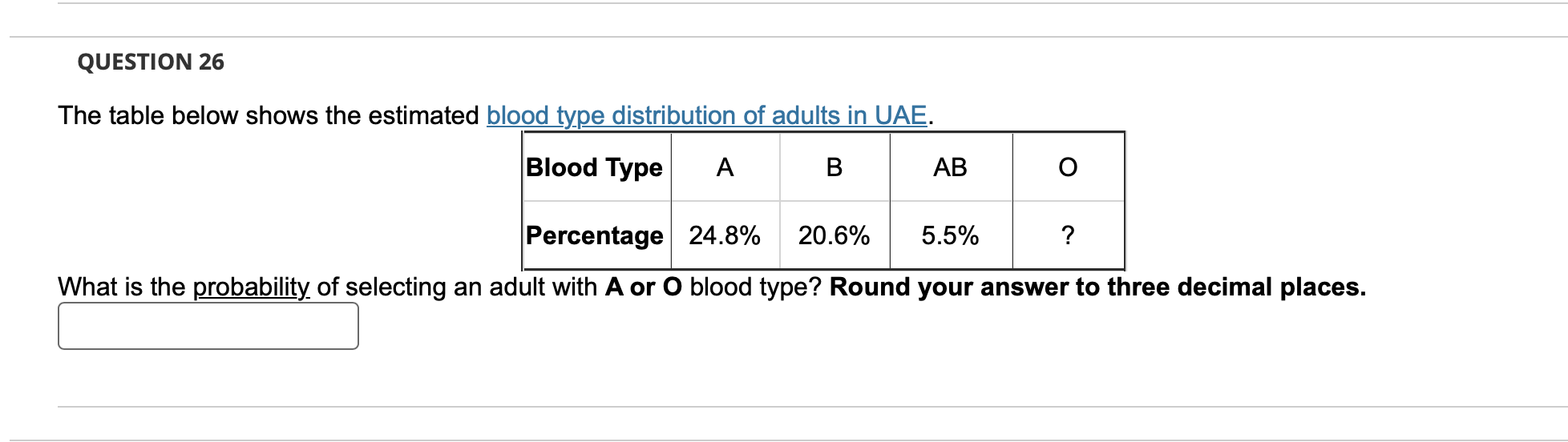 Solved The table below shows the estimated blood type | Chegg.com