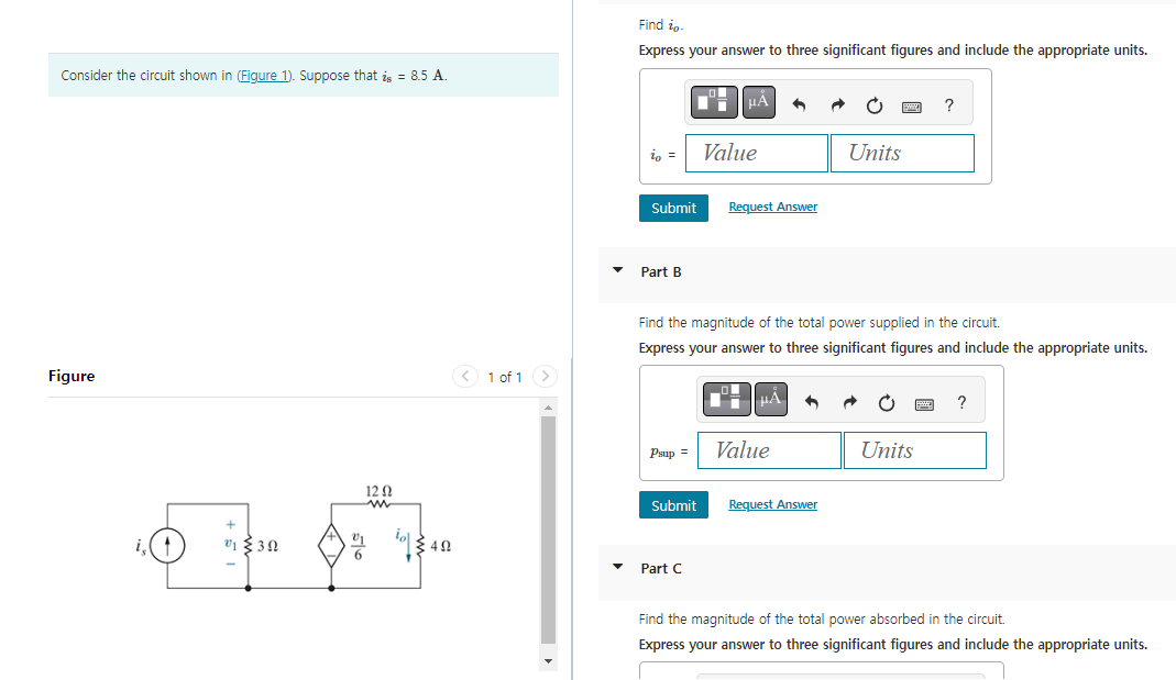 Solved Find io. Express your answer to three significant | Chegg.com