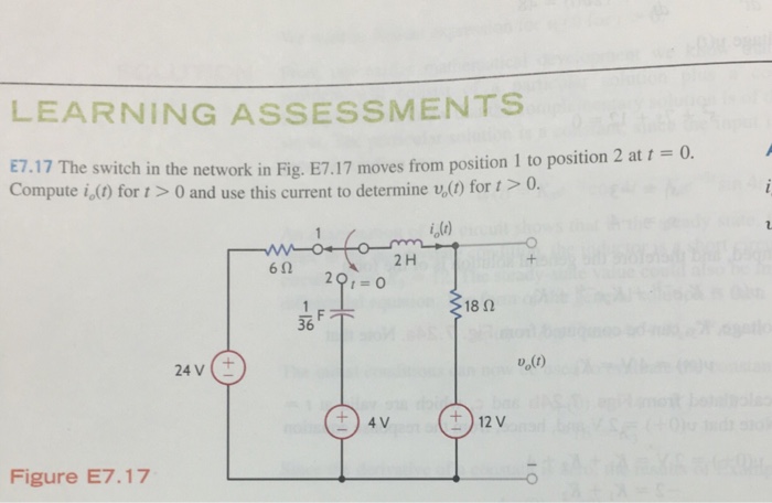 Solved The switch in the network in Fig. H7.17 moves from | Chegg.com