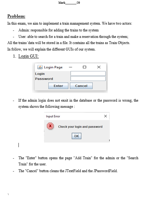 Solved Problem: In this exam, we aim to implement a train | Chegg.com