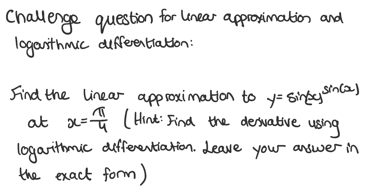 Solved Challenge question for linear approximation and | Chegg.com