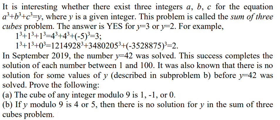 Solved It is interesting whether there exist three integers | Chegg.com