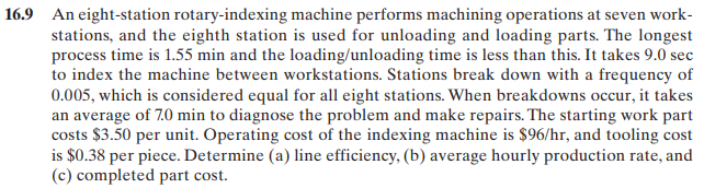 Solved 9 An eight-station rotary-indexing machine performs | Chegg.com