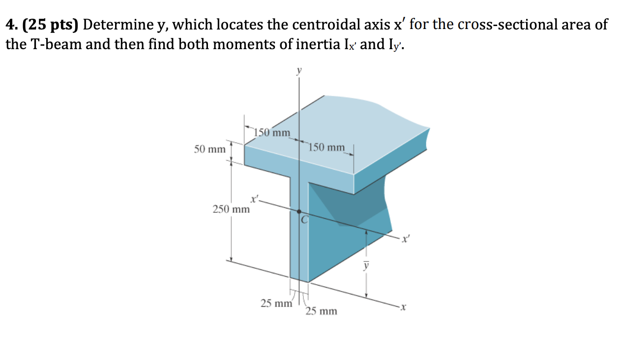 Solved 4. (25 pts) Determine y, which locates the centroidal | Chegg.com